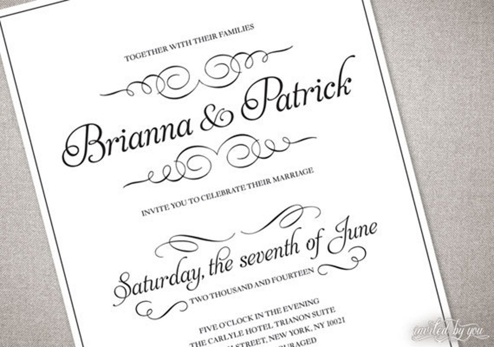 Romantic Calligraphy "bianca" Wedding Invitation Suite - Traditional ...