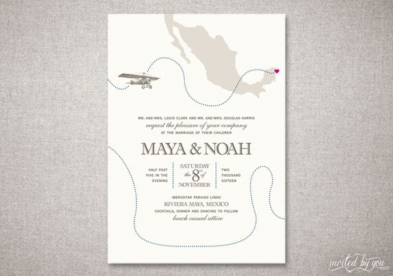 Vintage Airplane "maya" Wedding Invitation Suite - Destination Travel ...