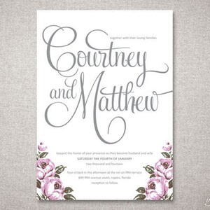 Vintage Calligraphy "courtney" Wedding Invitations Suite - Floral ...