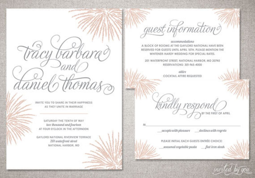 Firework Inspired "tracy" Wedding Invitation Suite - Whimsy Modern ...