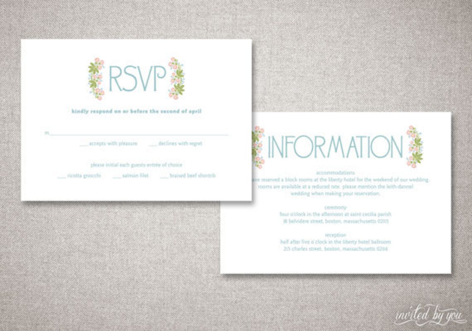 Rustic Floral "victoria" Wedding Invitation Suite - Vintage Deco ...