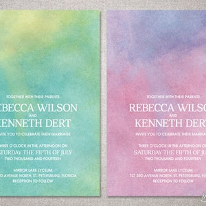 Watercolor Ombre "rebecca" Wedding Invitation Suite - Whimsy Modern ...