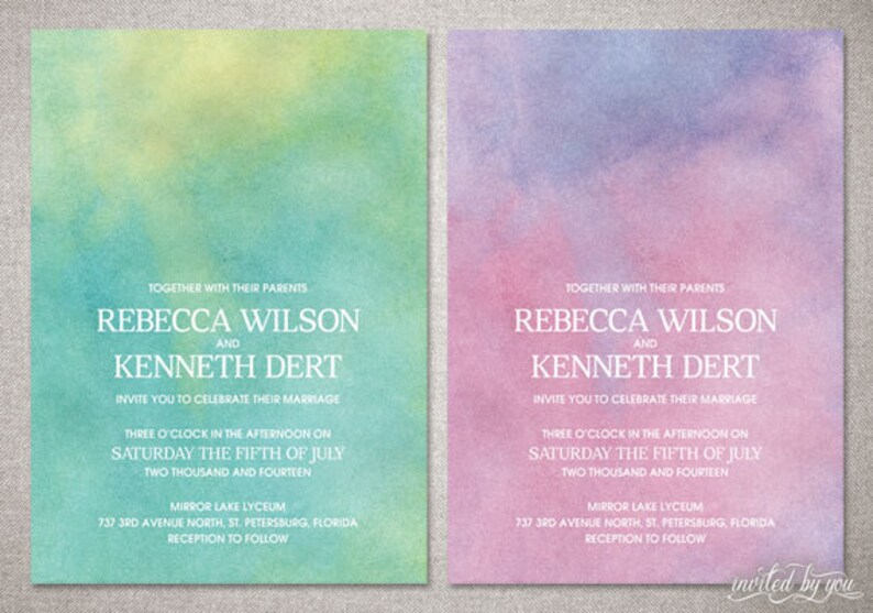 Watercolor Ombre "rebecca" Wedding Invitation Suite - Whimsy Modern ...