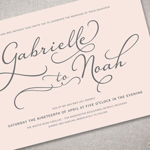 Beautiful Script "gabrielle" Wedding Invitations Suite - Romantic ...