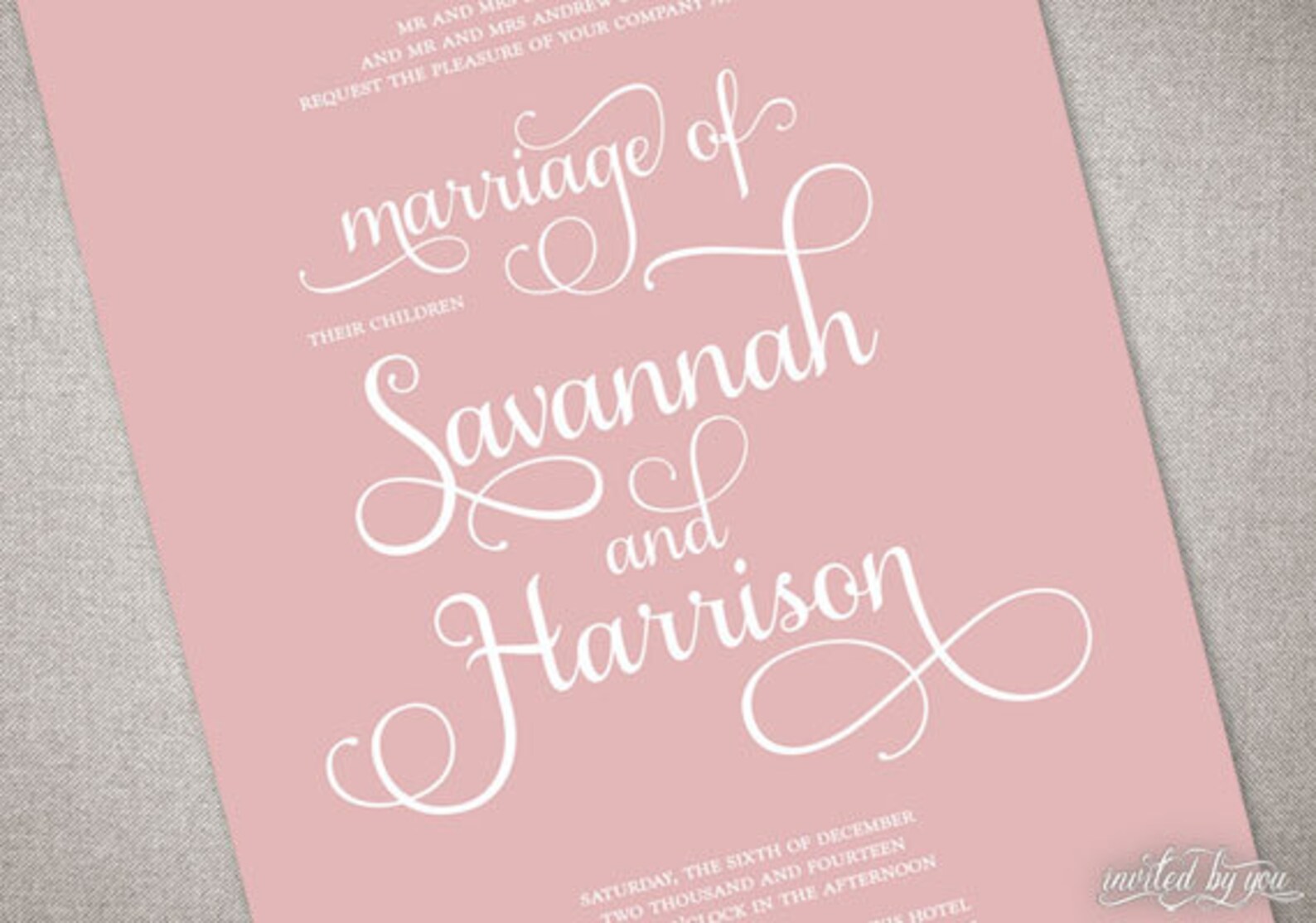 Colorful Calligraphy "savannah" Wedding Invitation Suite - Modern ...