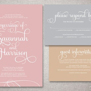 Colorful Calligraphy "savannah" Wedding Invitation Suite - Modern ...