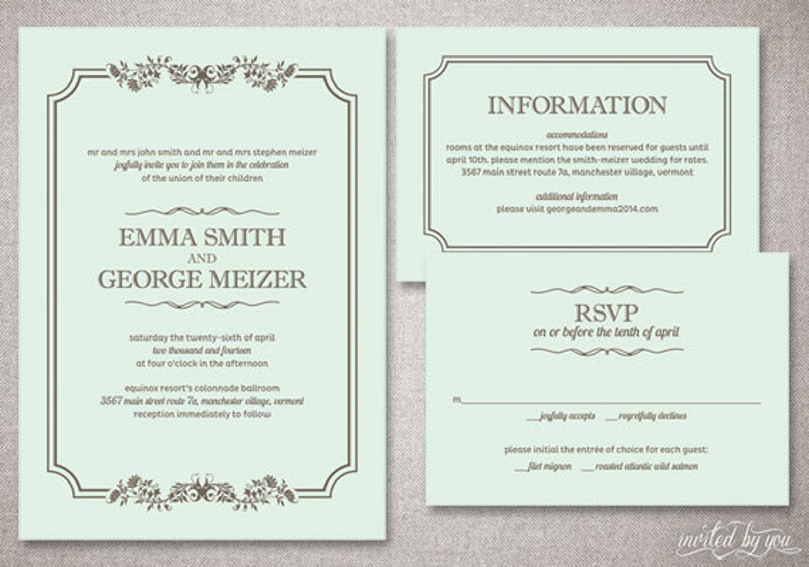 Traditional Floral "emma" Wedding Invitation Suite - Romantic Vintage ...