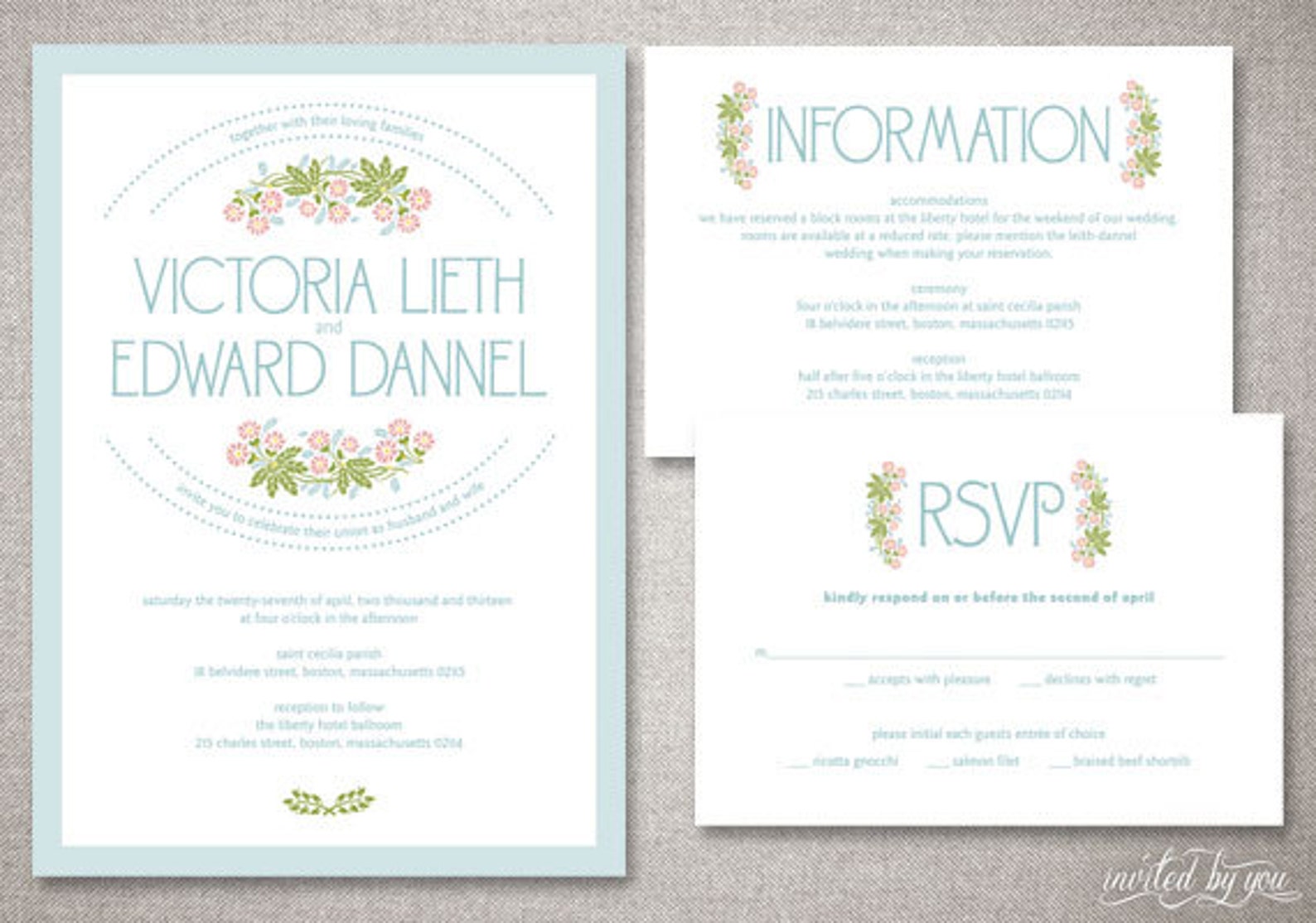 Rustic Floral "victoria" Wedding Invitation Suite - Vintage Deco ...
