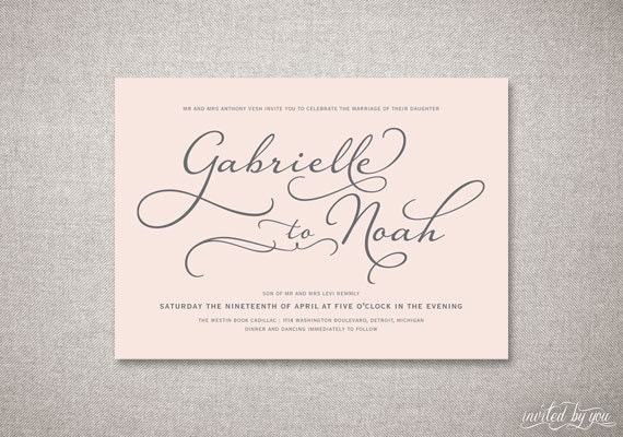Beautiful Script "gabrielle" Wedding Invitations Suite - Romantic ...