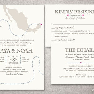 Vintage Airplane "maya" Wedding Invitation Suite - Destination Travel ...