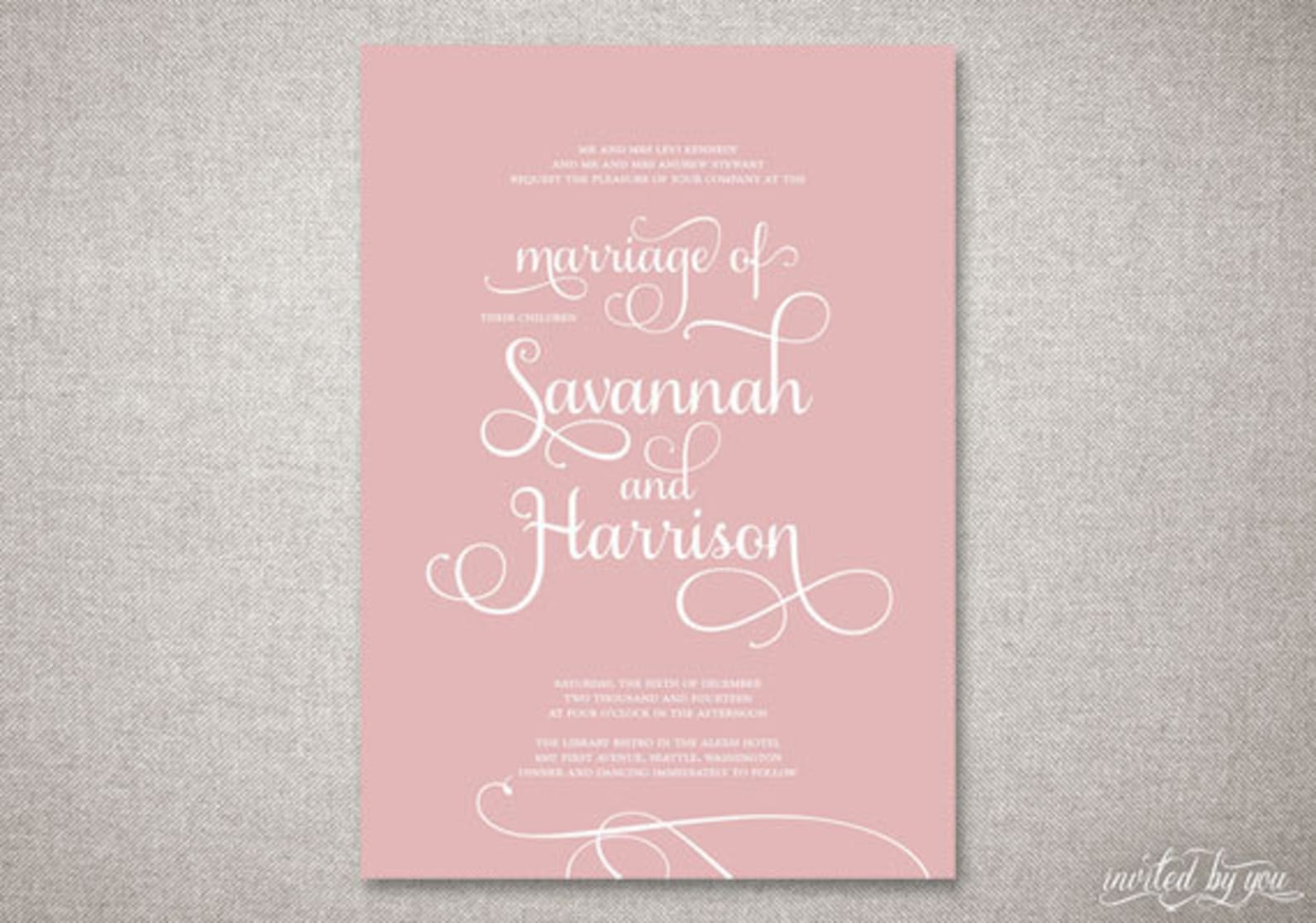 Colorful Calligraphy "savannah" Wedding Invitation Suite - Modern ...