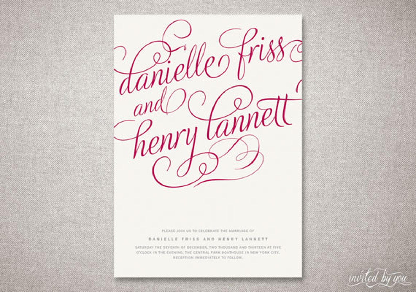 Romantic Calligraphy "danielle" Wedding Invitation Suite - Whimsy ...