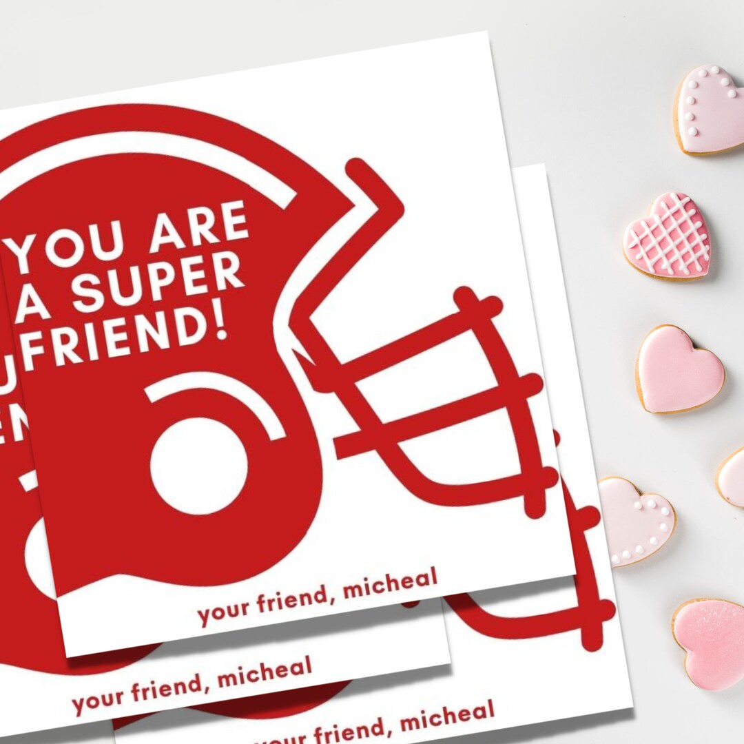 Football Printable Valentine Gift Tag, Chiefs Valentines, Super Bowl ...