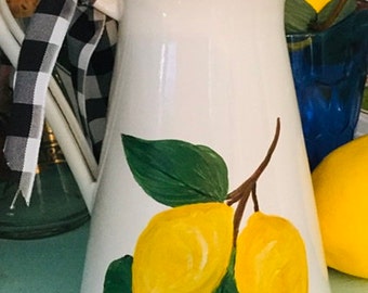 White Enamel Pitcher | Etsy
