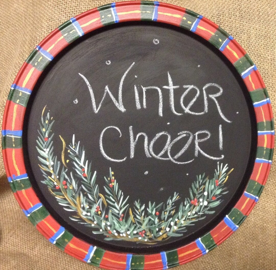 Hand Painted Tin Tray With Chalkboard Finish - Two Patterns - Etsy