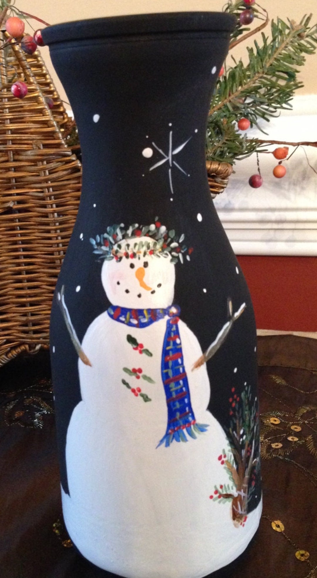Hand Painted Snowman Bud Vase: Holiday Decor - Etsy