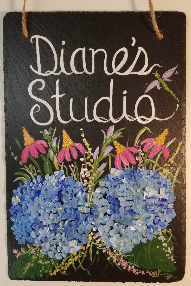 Black Slate Welcome Sign With Floral Painted Pattern - Etsy