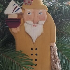 Hand Carved Wooden Fisherman - Nautical Ornament, Nautical Santa ...