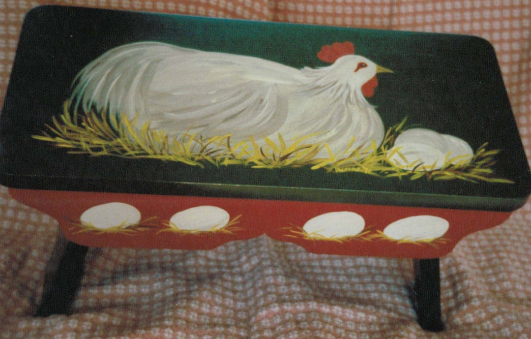 Hand Painted Foot Stool - Hen & Eggs - Bench - Etsy