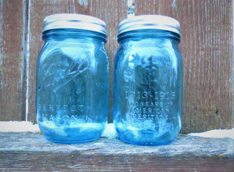 2 BLUE, BALL Mason Jars 100th Anniversary American Heritage Vintage ...
