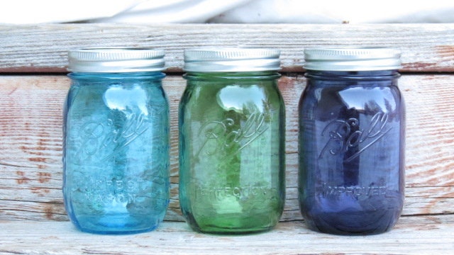 2 BLUE, BALL Mason Jars 100th Anniversary American Heritage Vintage ...
