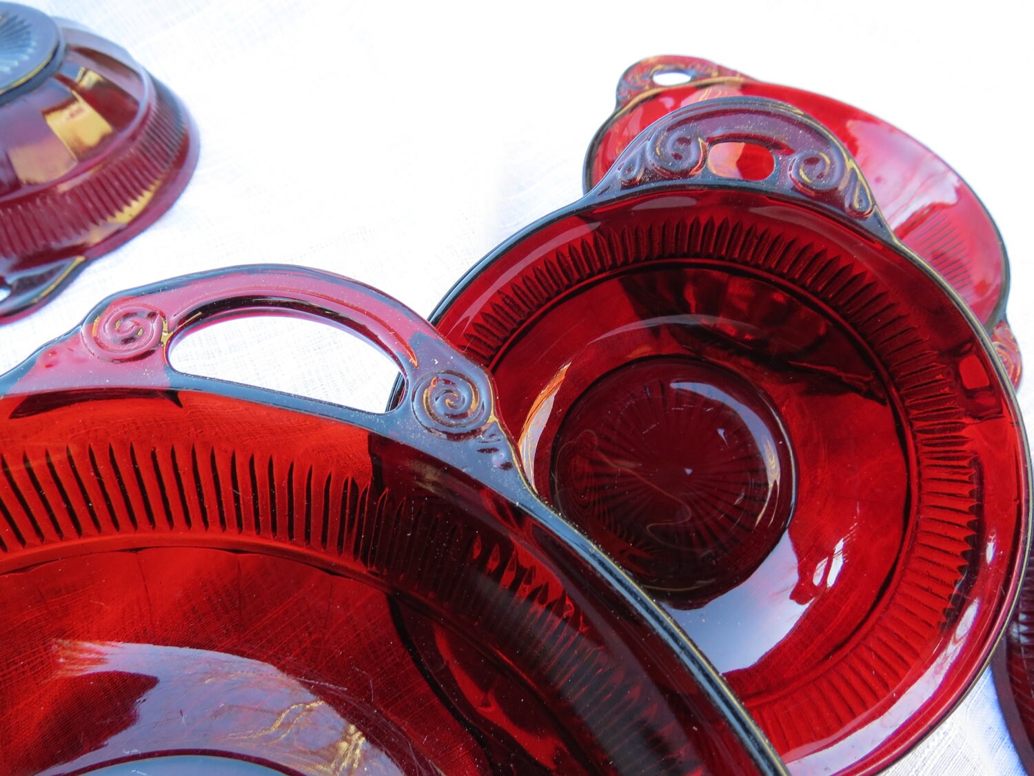 6 Ruby Red Berry Bowls, Anchor Hocking ROYAL RUBY Coronation Pattern ...