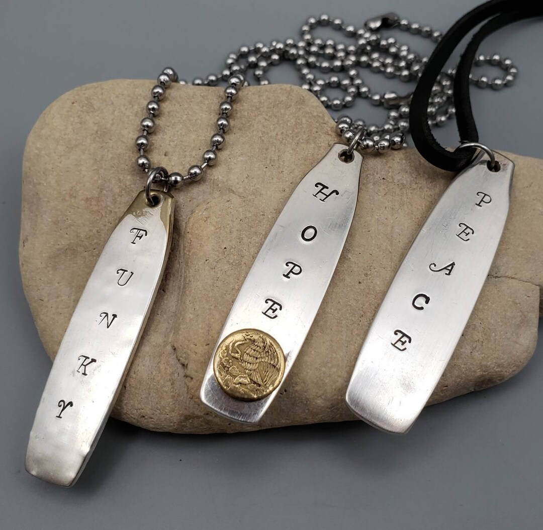 Hope Peace Funky Spoon Ball Chain Leather Necklaces - Etsy