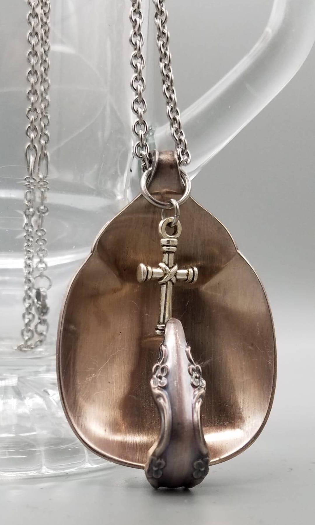 Holy Cross Sugar Spoon Pendant Necklace - Religious - Christian - Etsy