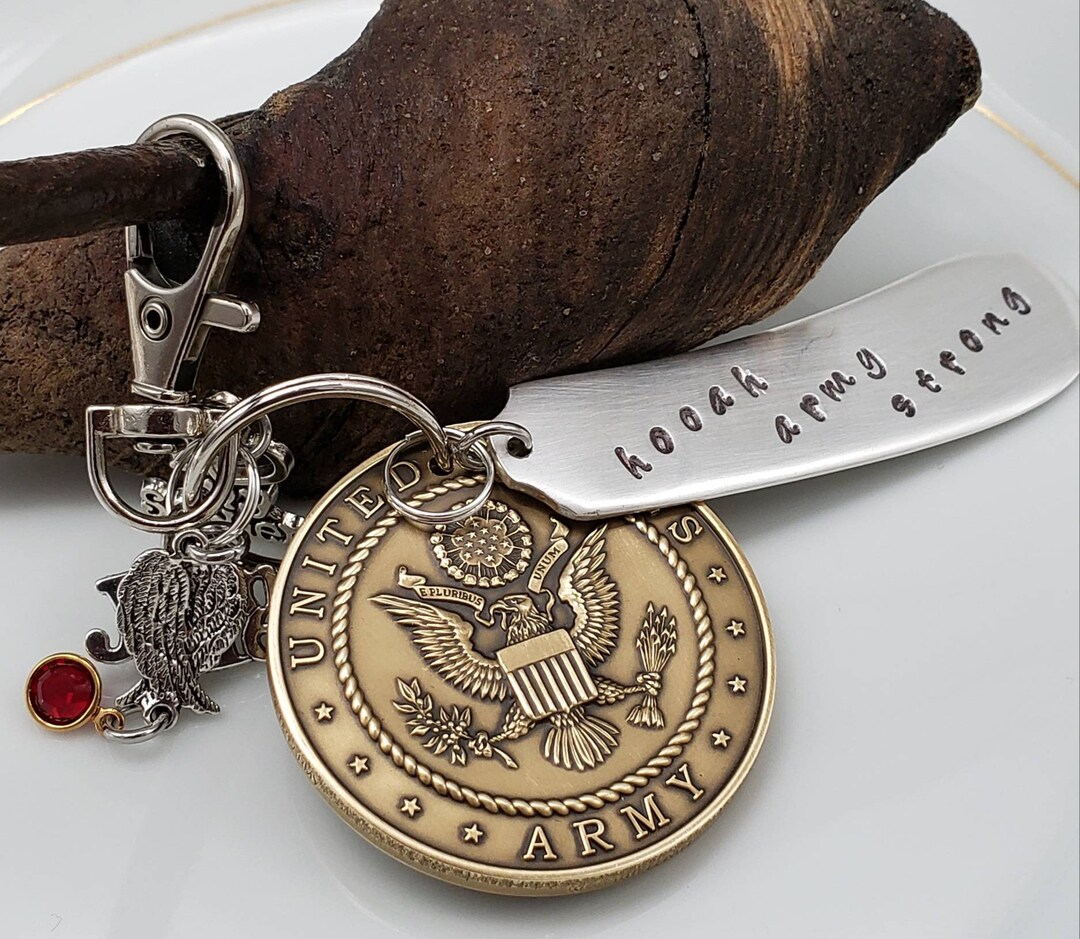 Army Coin Knife Blade Angel Scripture Ruby Key Ring Chain - Etsy