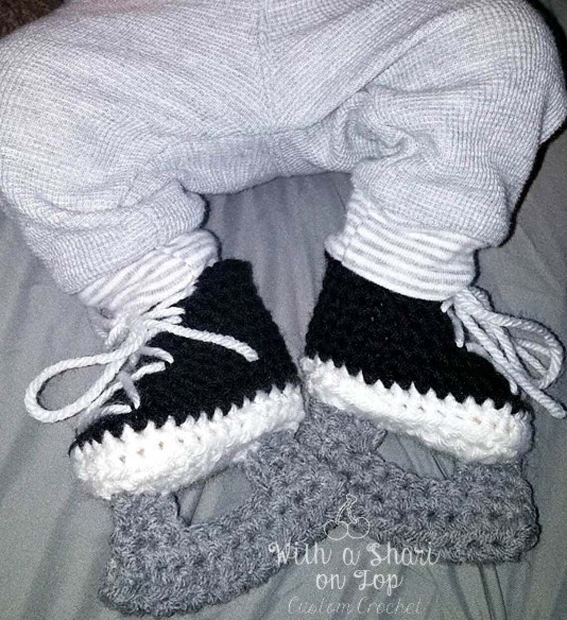 Baby Ice Skates Baby Skate Booties Hockey Crochet Black Skates | Etsy