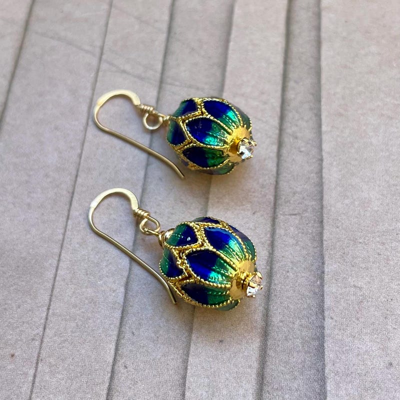 Asian Cloisonne Earrings - Etsy