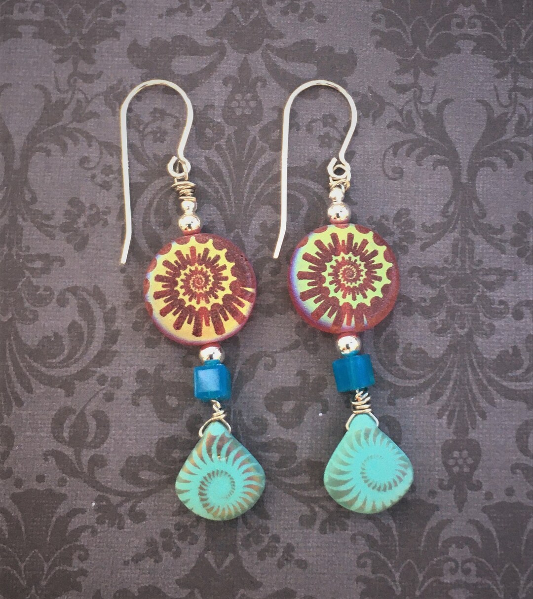 Twirly Swirly Laser Etched Glass Earrings With Genuine Swarovski ...