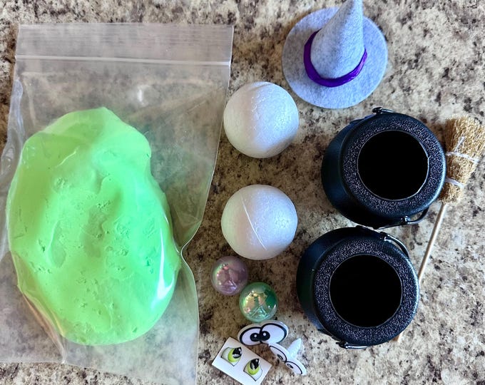 Green Witch Cauldron Clay Buddy Kit - Etsy