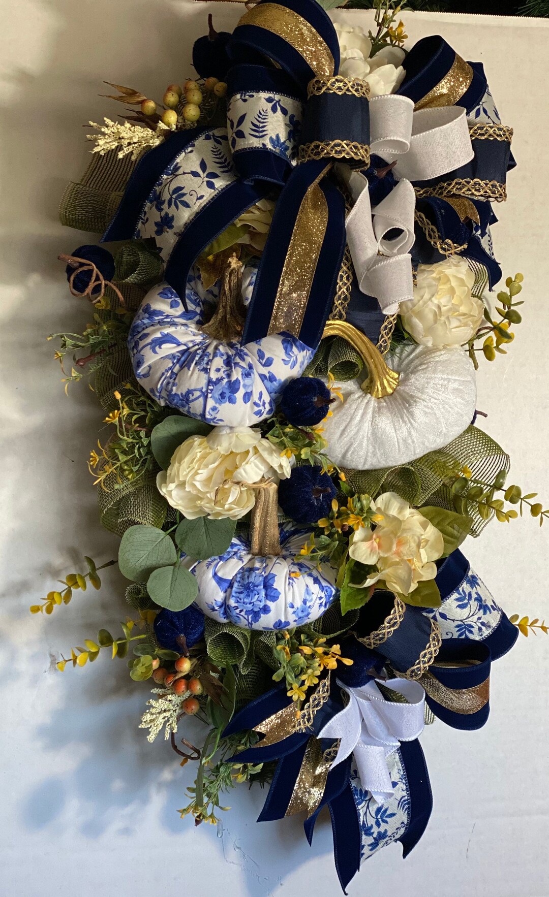 Fall Navy Pumpkin Swag - Etsy