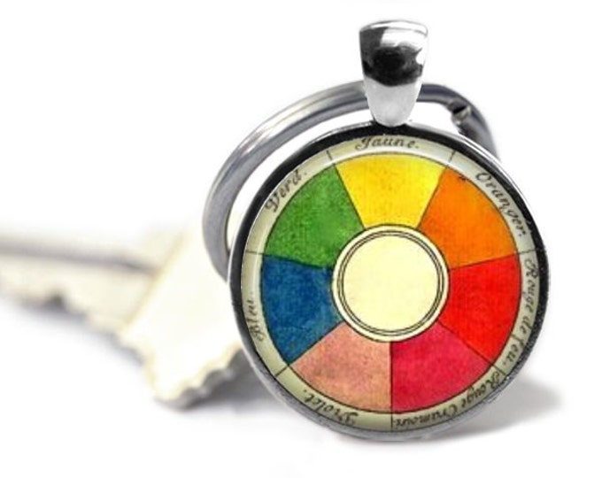 Color Wheel Keychain, Vintage Color Wheel Key Ring, Art Teacher Gift ...