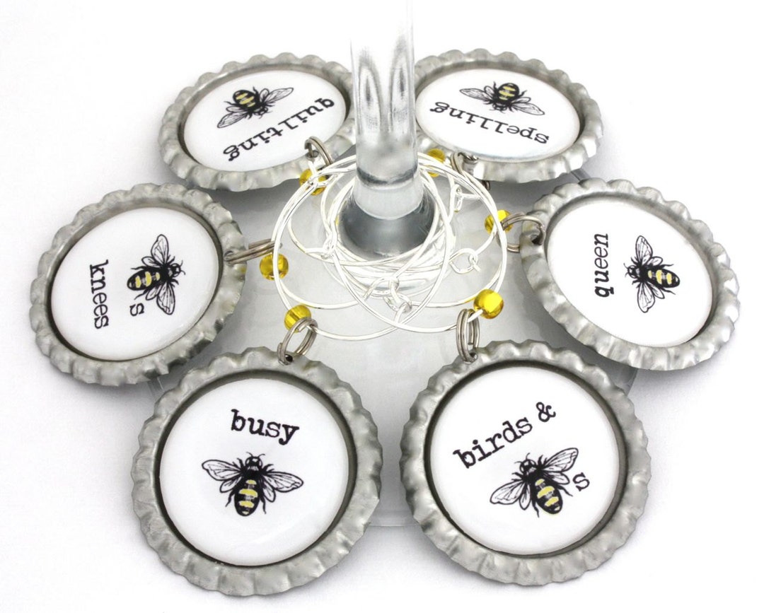 Bee Wine Glass Charms-queen Bee Party Favors-bumblebee Wine Charms ...