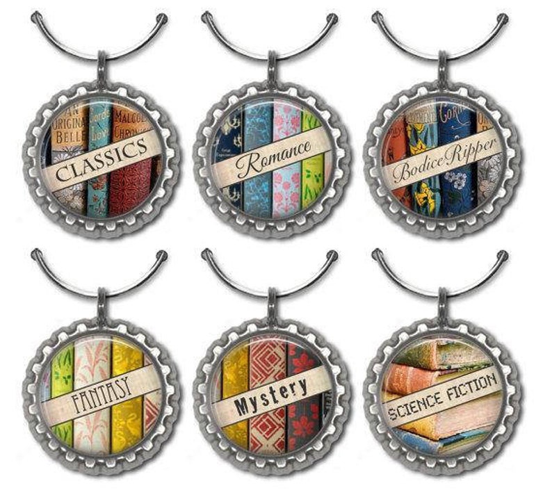 Book Club Gift Personalized Book Wine Charms Custom Party - Etsy