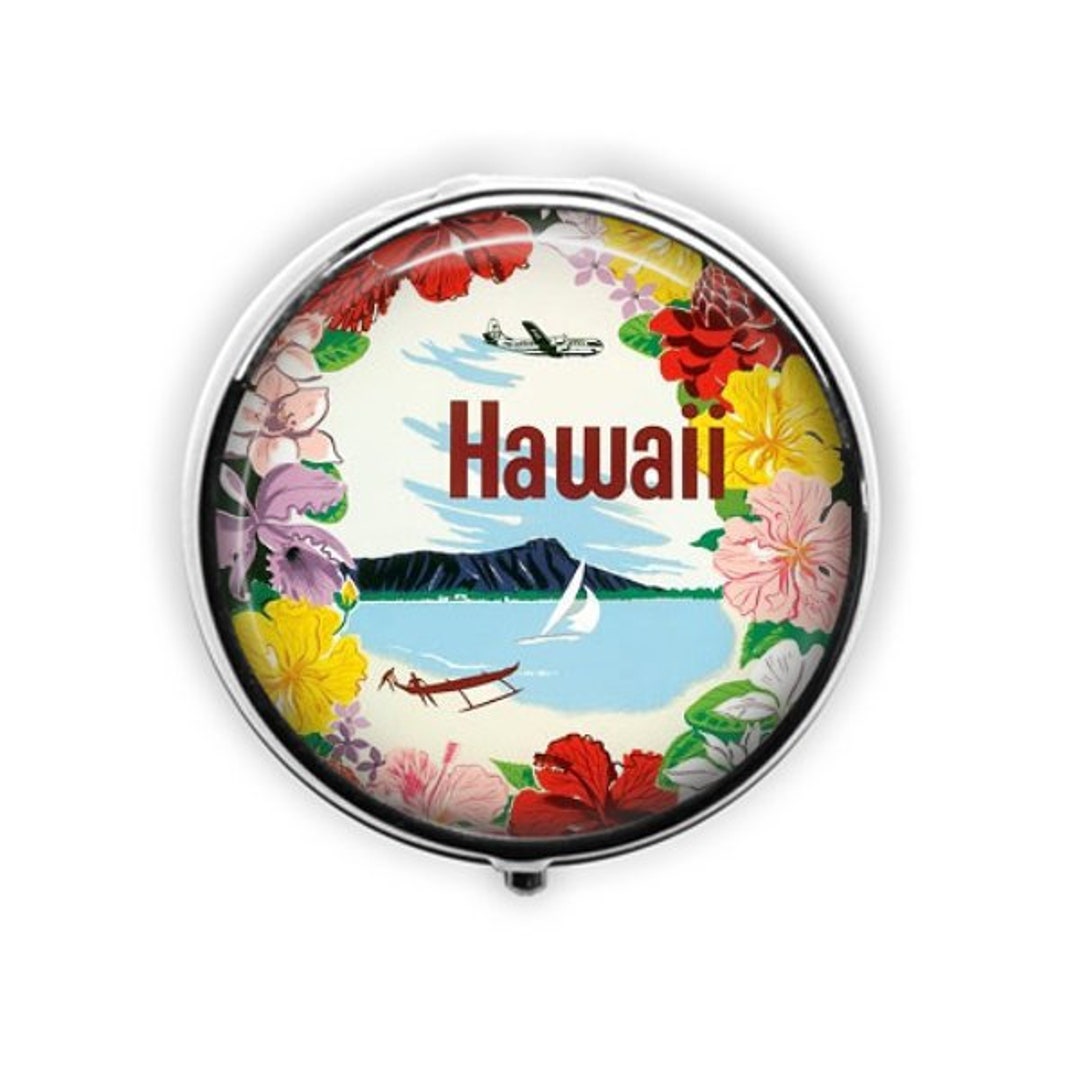 Hawaii Pill Box-2 Stylesvintage Hawaii-travel Pill Case-stash Box ...