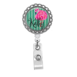 Pink Flamingo Pill Box, Personalized Preppy Pill Case, Striped Stash ...