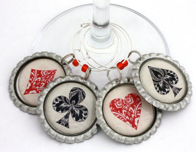 Bridge Party Favors-card Suit Wine Charms-gift for Card Player | Etsy