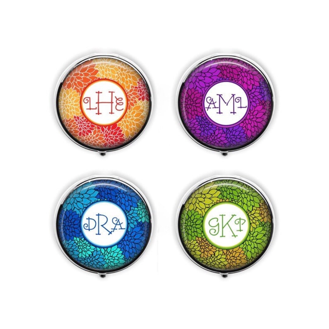 Monogram Pill Box-personalized Pill Case-custom Pillbox-mint Container ...