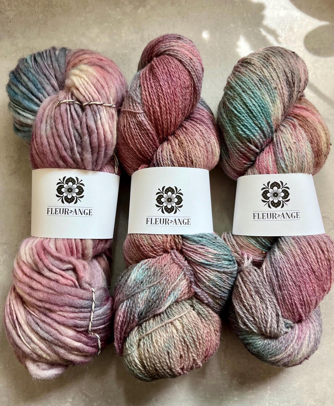 Hand Dyed Yarn Purple Green Variegated Yarn for Knitting and Crochet ...