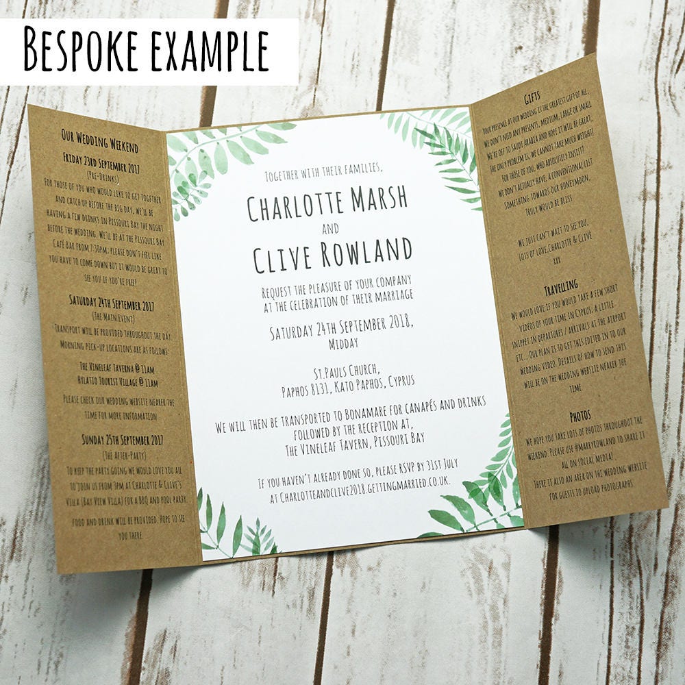 Floral Rustic Kraft Wedding Invitation, Wedding Invite, Gatefold ...