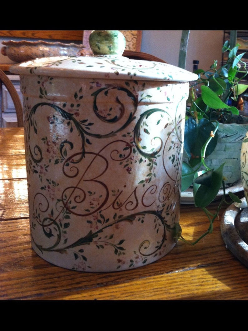 Hand Painted Biscotti Jar Large - Etsy