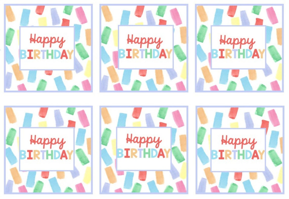 Happy Birthday Printable Tag Birthday Card Favor Tag - Etsy