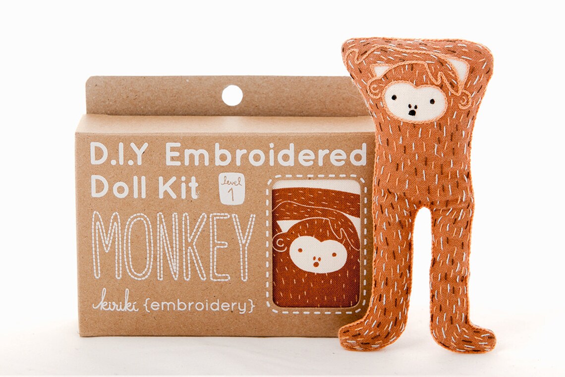 Monkey Embroidery Kit - Etsy