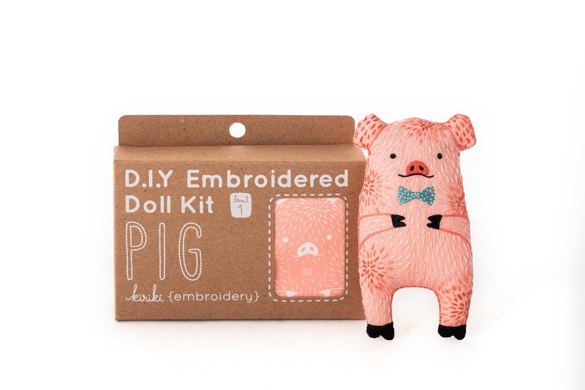 Pig Embroidery Kit - Etsy