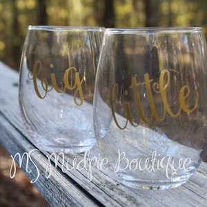 Big Little Wine Glass Set, Sorority Wine Glass Set, Big Lil Sorority ...
