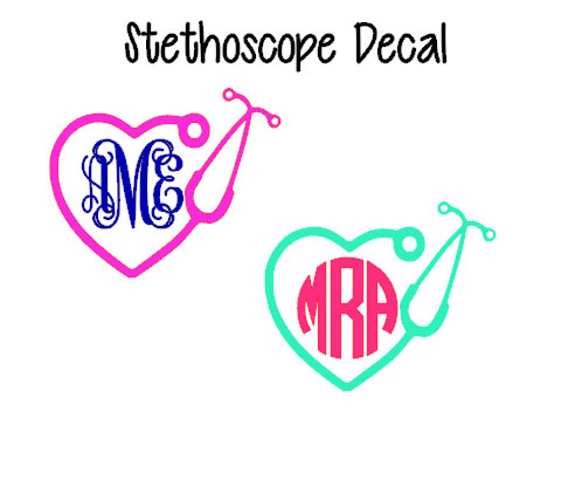 Stethoscope Monogram Decal Monogram Nurse Decal Doctor | Etsy