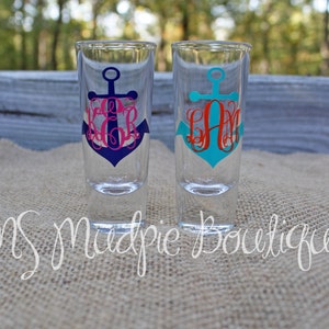 Monogrammed Anchor Shot Glass, Personalized Shot Glass, Monogram Anchor ...